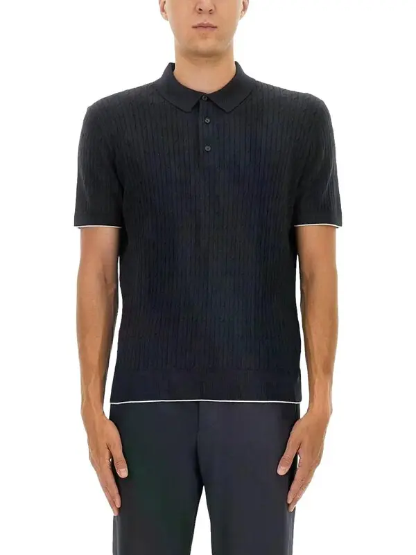 BOSS Ribbed Polo Shirt - Blue