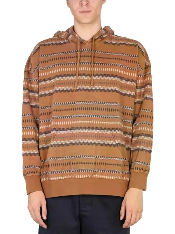 Universal Works Striped Hoodie - Brown