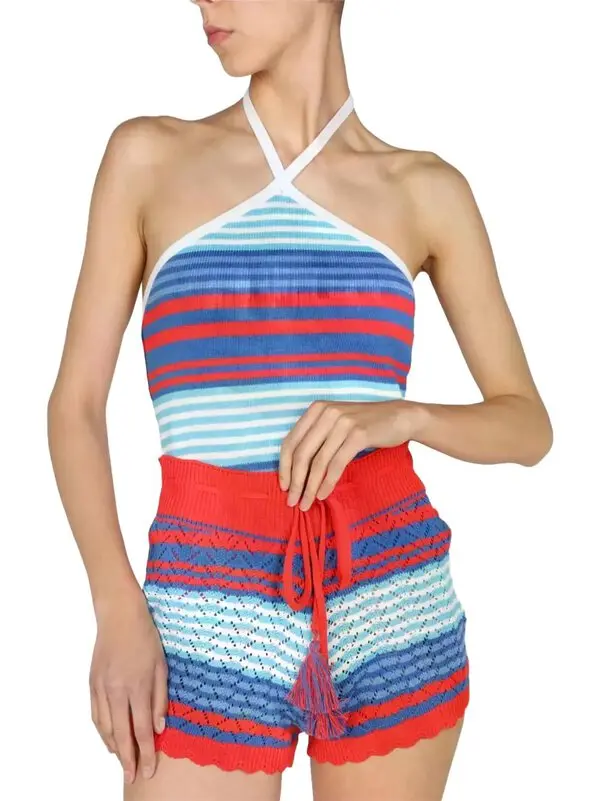 GALLO Striped Halter-neck Top - Blue