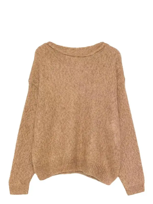 C.T.PLAGE Boat-neck Long-sleeve Sweater - Brown