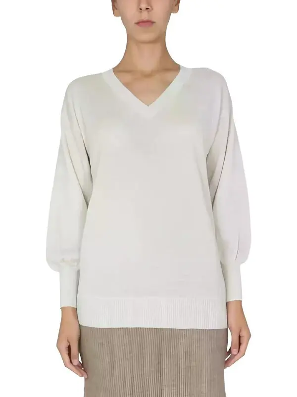 Fabiana Filippi V-neck Long-sleeve Sweater - White