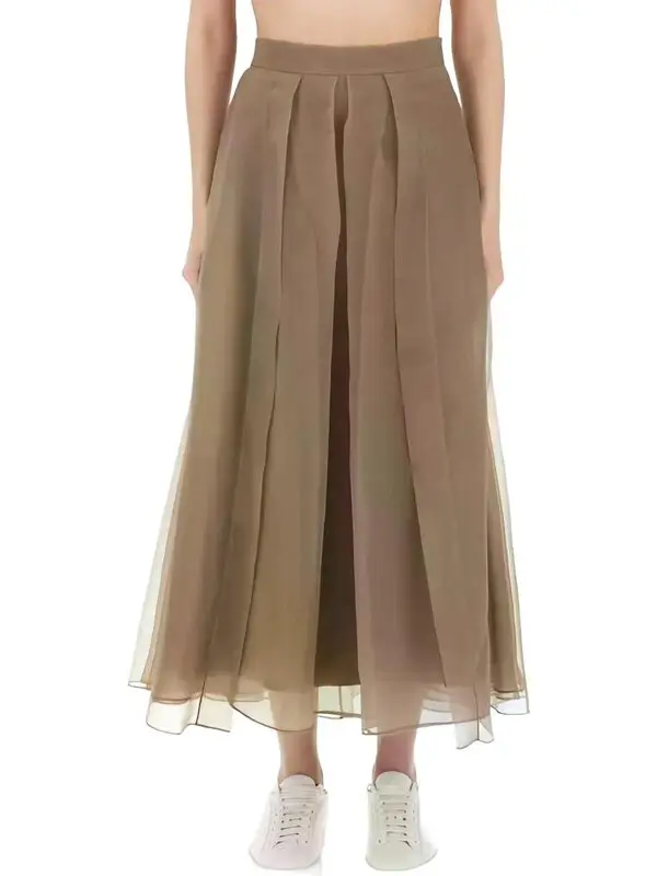 Brunello Cucinelli Pleated Midi Skirt - Neutrals
