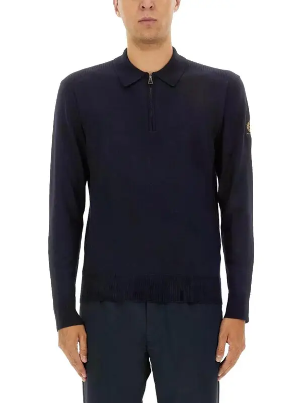 Belstaff Kyle Knitted Polo Shirt - Blue