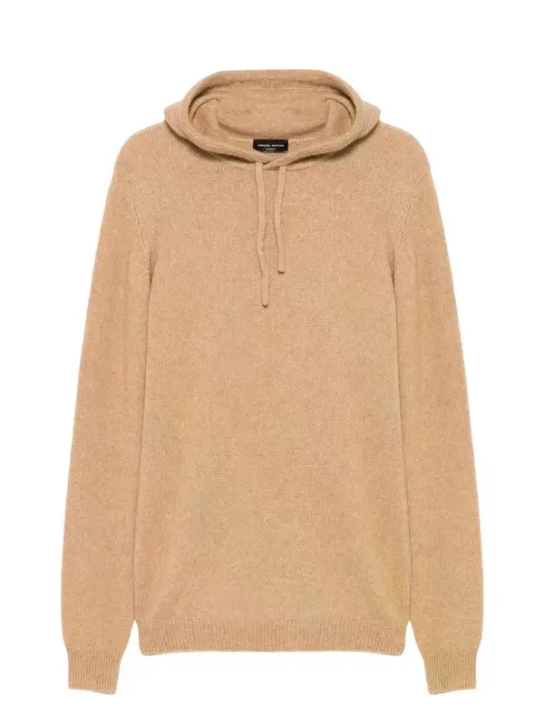ROBERTO COLLINA Knitted Hoodie - Brown