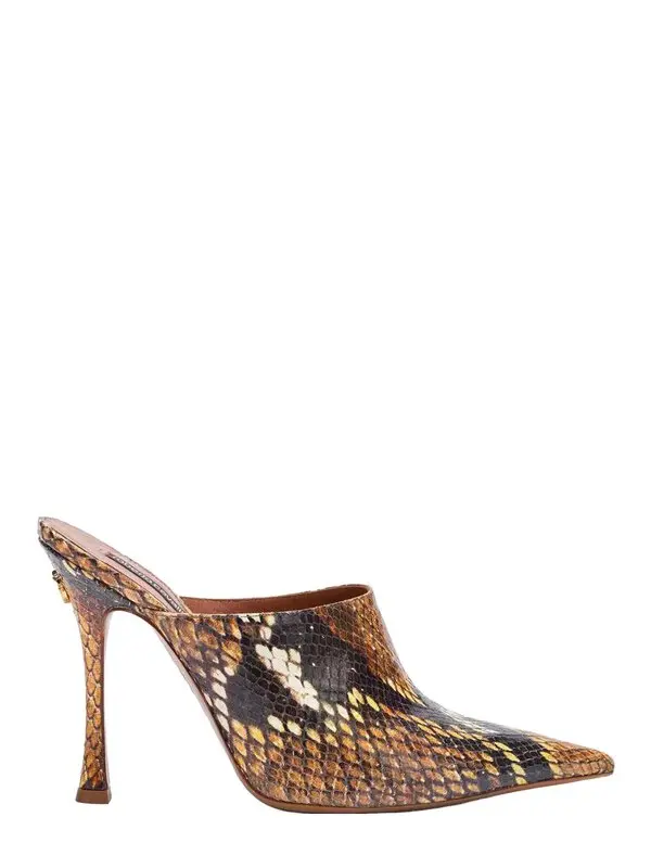 Roberto Cavalli Python-print Heeled Mules - Brown