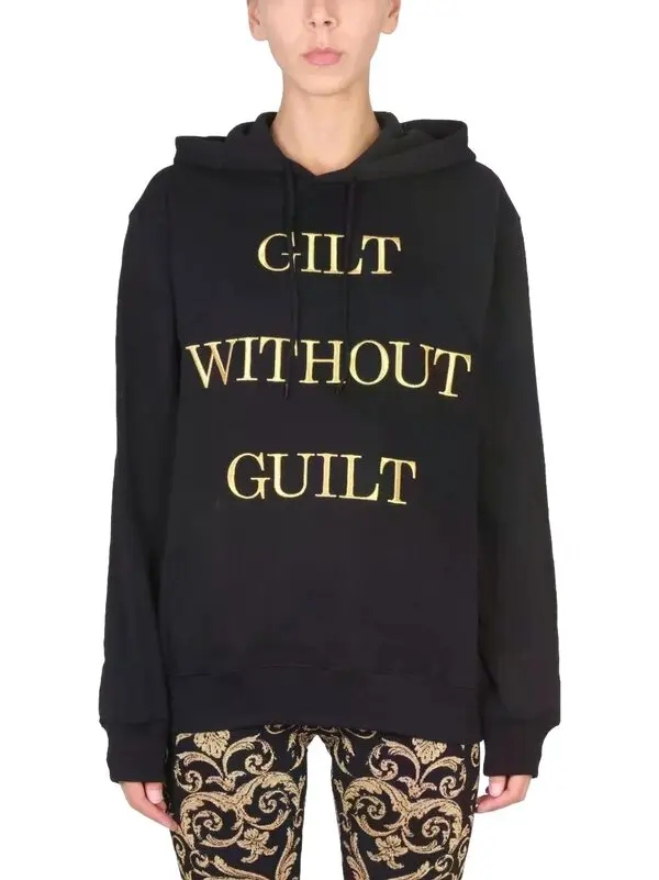 Moschino Lettering-embroidered Hoodie - Black
