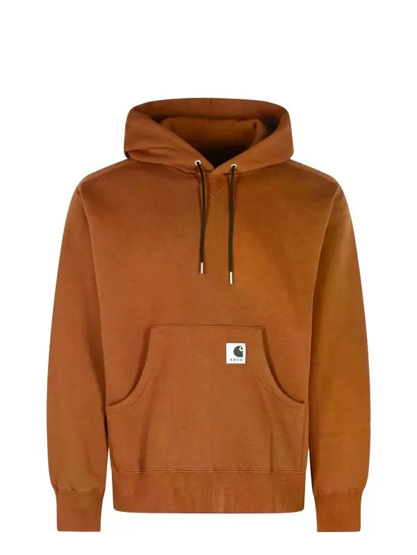 Sacai Logo Patch Drawstring Hoodie - Brown