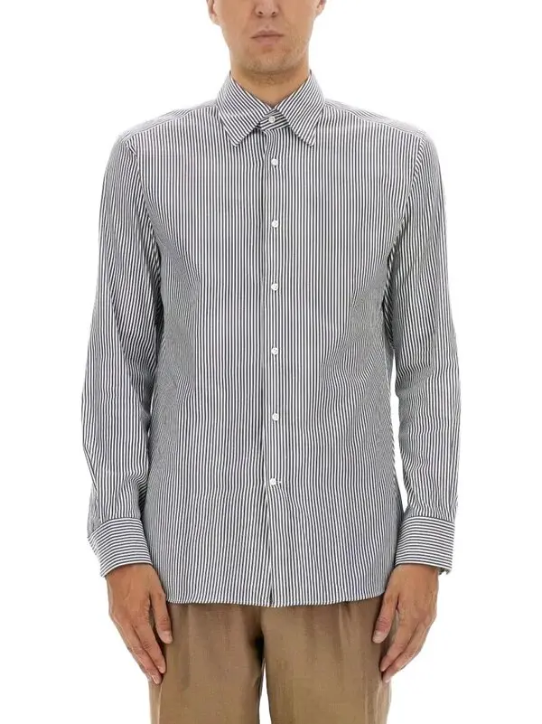 BOSS Striped Camel Shirt - White