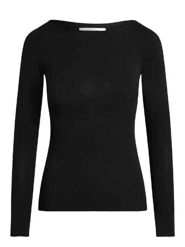 AYA MUSE Long-sleeve Boat-neck Top - Black
