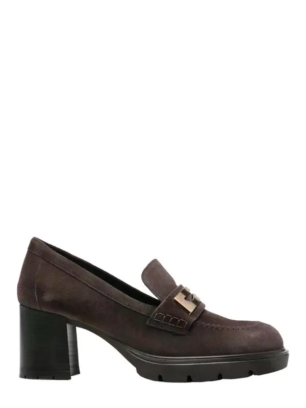 MELLUSO 50mm Metal-detail Heeled Loafers - Brown