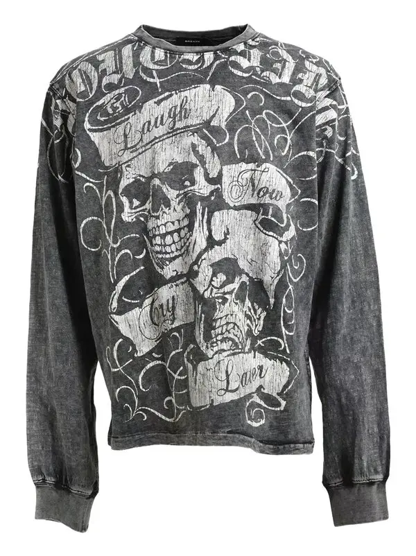 BREATH Skull-print Long-sleeve T-shirt - Grey