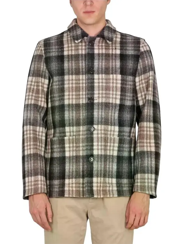 Aspesi Checked-pattern Buttoned Shirt - Brown