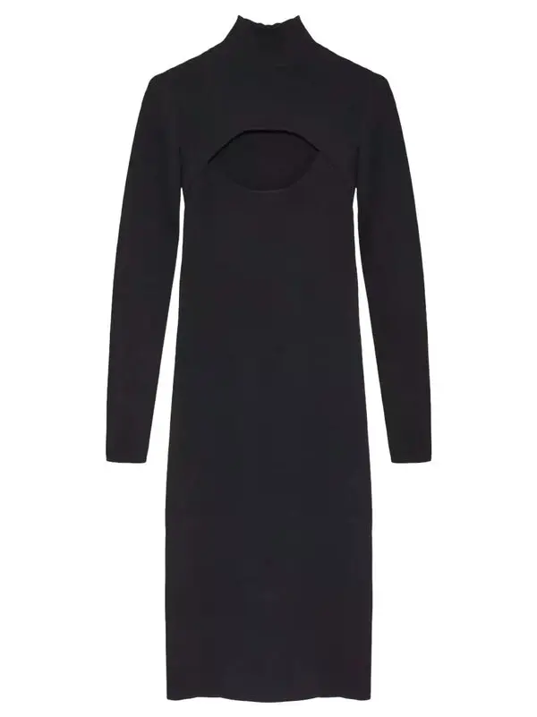 YVES SALOMON Cut-out High-neck Midi Dress - Black