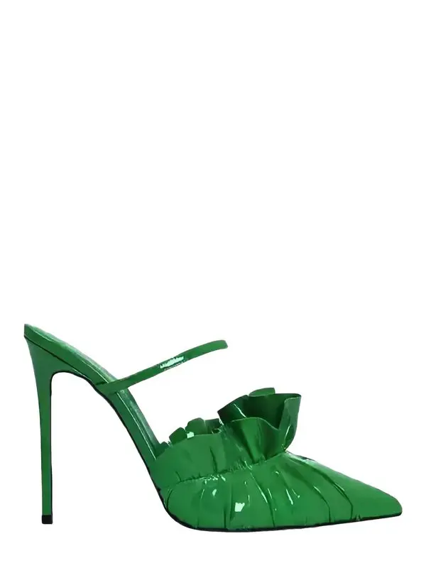 ANDREA WAZEN 105mm Franca Ruffled Pumps - Green