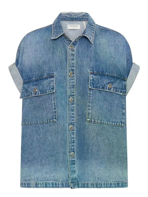 ONETEASPOON Buttoned Flap-pocket Shirt - Blue