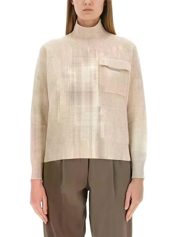 Brunello Cucinelli Flap-pocket High-neck Sweater - Neutrals