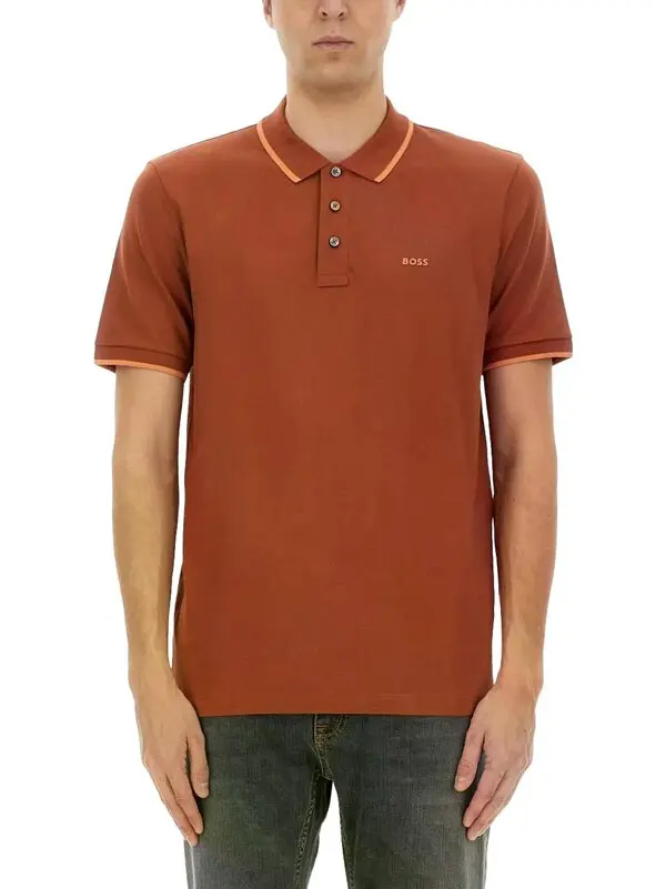 BOSS Buttoned Polo Shirt - Brown