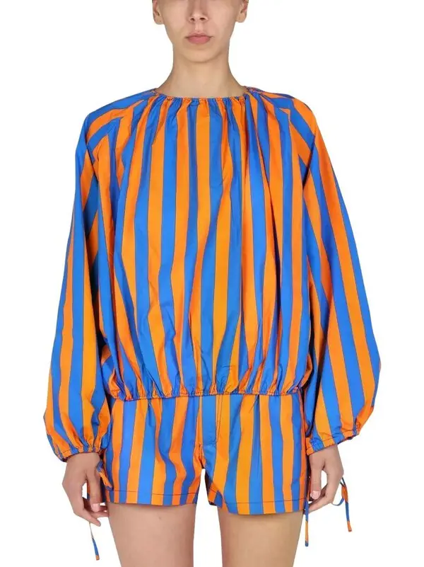 Sunnei Striped Gathered Top - Blue