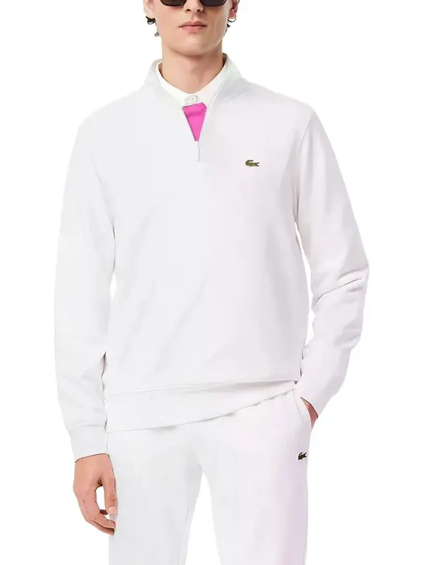 Lacoste Logo-patch Half-zip Sweatshirt - White