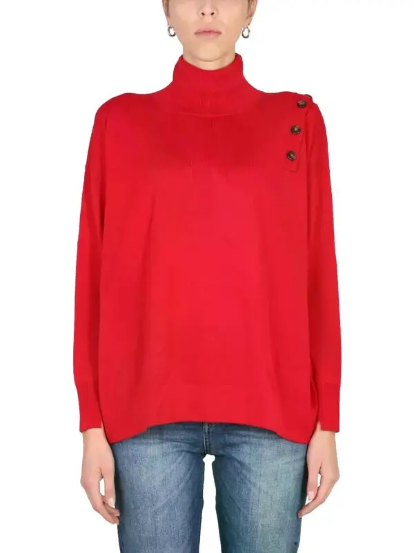 STEFANO MORTARI Button Turtleneck Sweater - Red