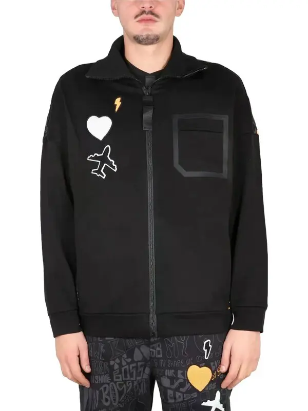 Hugo Boss Appliqué Zip Sweatshirt - Black