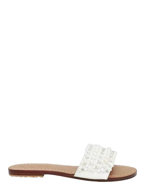 Mystique Embellished Flat Sandals - White