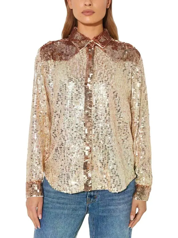 ONETEASPOON Sequin-embellished Button-down Shirt - Gold
