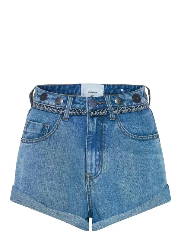 ONETEASPOON Bandits Marbled Denim Shorts - Blue
