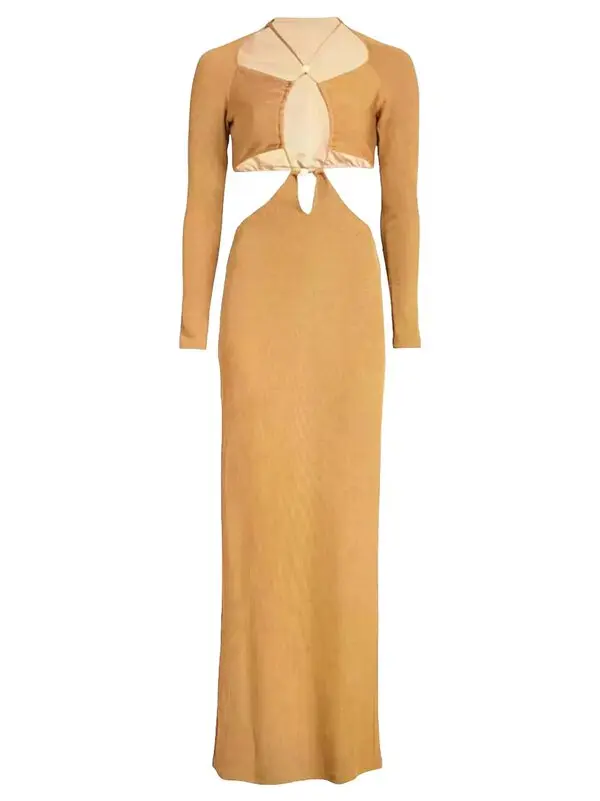 PatBO Embellished Cut-out Maxi Dress - Brown