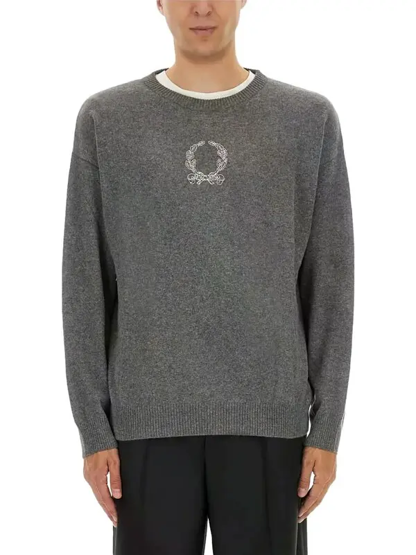 Moschino Embroidered Crew-neck Sweater - Grey