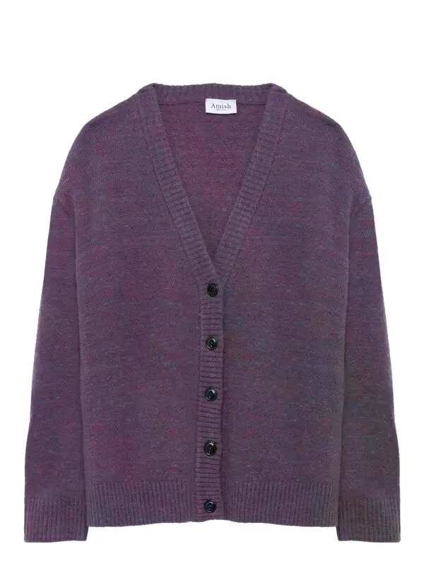 AMISH Button V-neck Cardigan - Purple