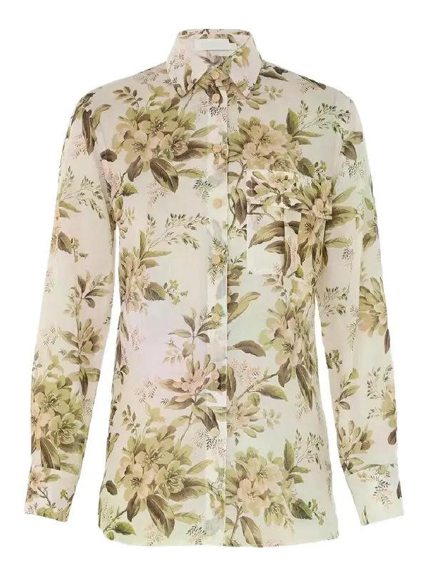 Zimmermann Floral Pocket Shirt - Neutrals