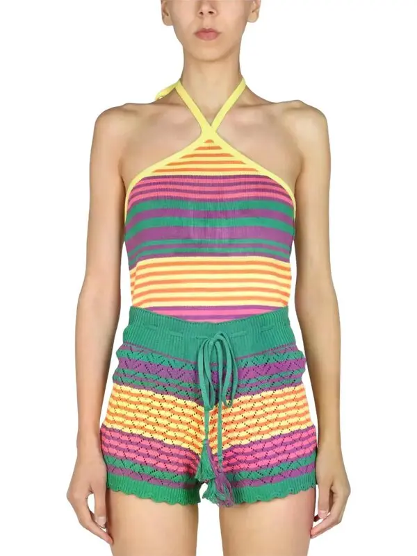 GALLO Striped Halter-neck Top - Yellow