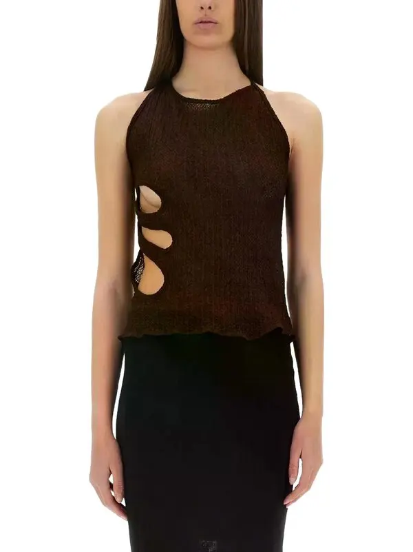 SELIA RICHWOOD Lily Cut-out Halter Top - Brown