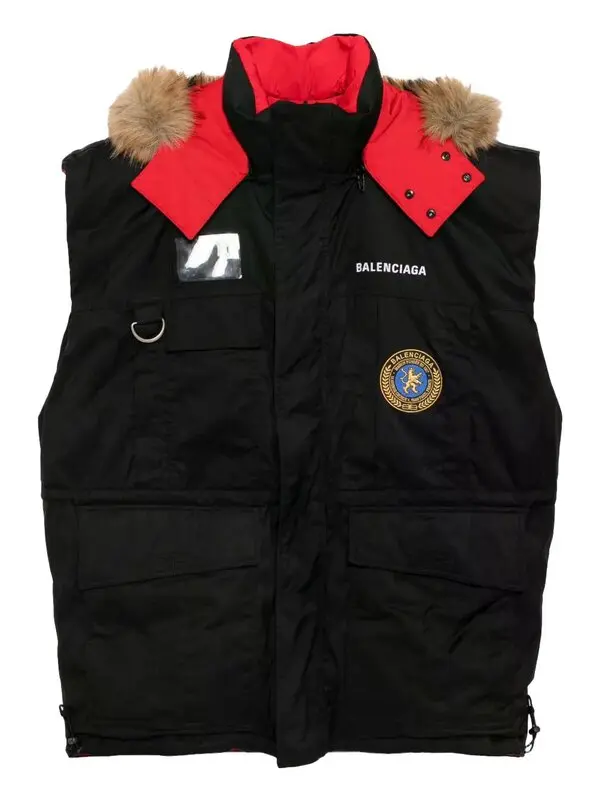 Balenciaga Logo-embroidered Reversible Gilet - Black