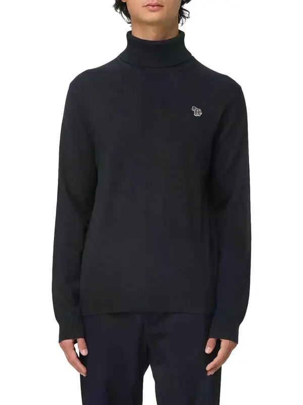 Paul Smith Turtleneck Sweater With Zebra Detail - Black