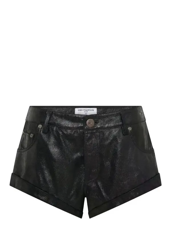 ONETEASPOON Leather Cuffed Shorts - Black