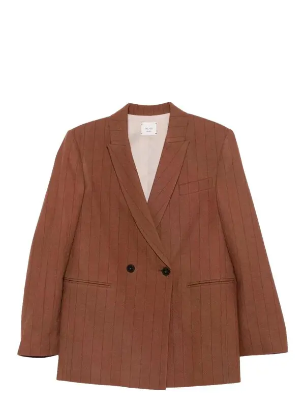 ALYSI Paneled Pinstripe Blazer - Brown