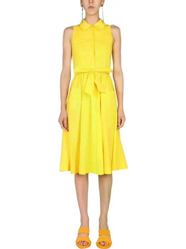 Moschino Tie-fastening Polo-collar Midi Dress - Yellow