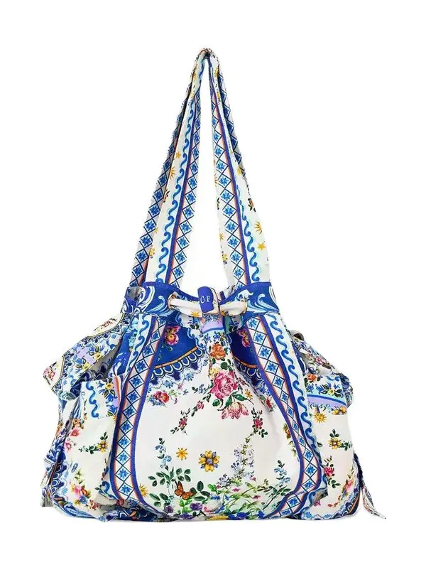 Camilla Tiles Darls Drawstring Beach Bag - White