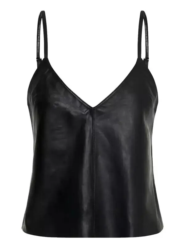 ONETEASPOON Leather V-neck Tank Top - Black