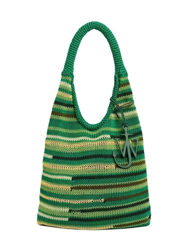 JW Anderson Striped Knitted Shoulder Bag - Green