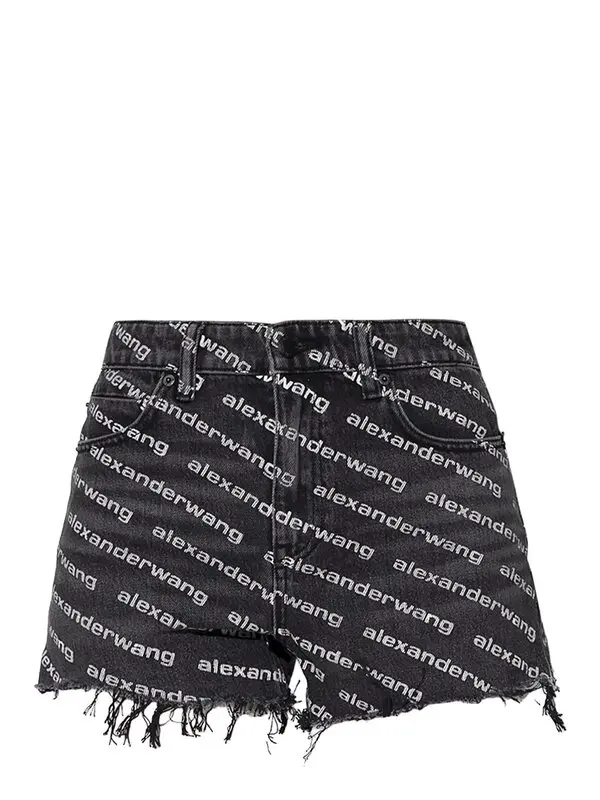 Alexander Wang Logo Denim Shorts - Grey