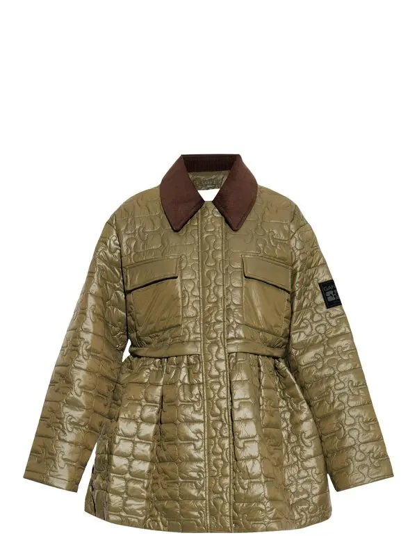 GANNI Quilted Oversized Jacket - Green