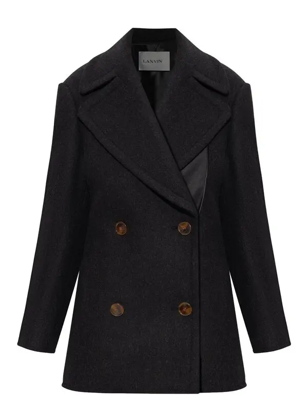 LANVIN Short Double-breasted Coat - Black
