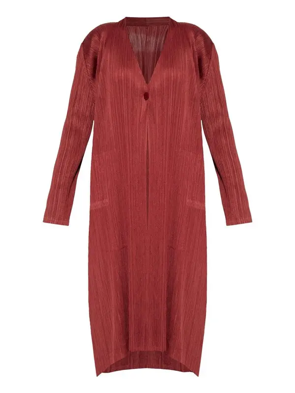 Issey Miyake Pleated Coat - Red