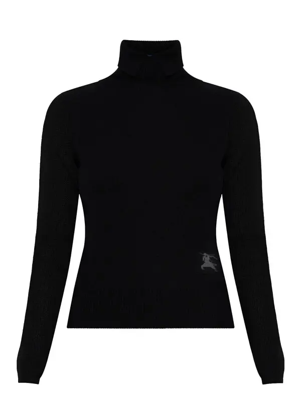 Burberry Turtleneck With Logo Patch - Black