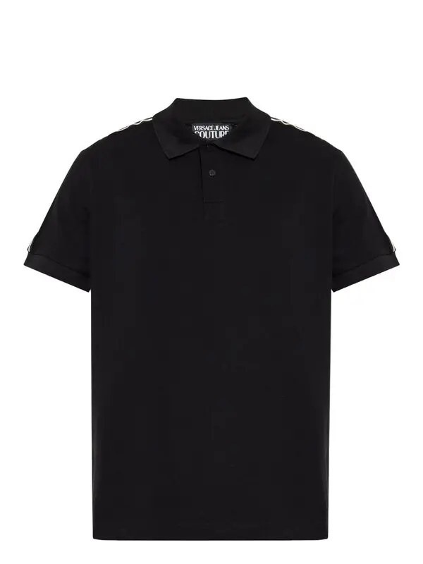 Versace Polo Shirt With Printed Logo - Black