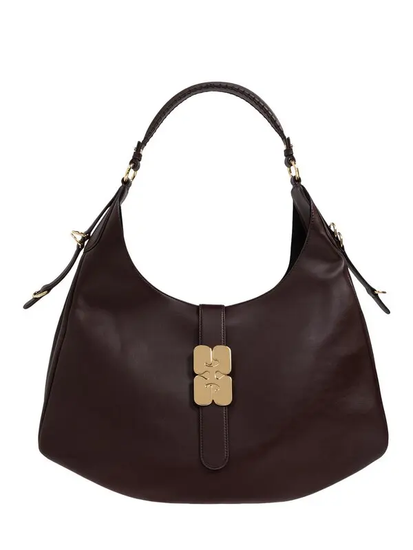 GANNI Shoulder Bag With Floral Appliqu - Burgundy