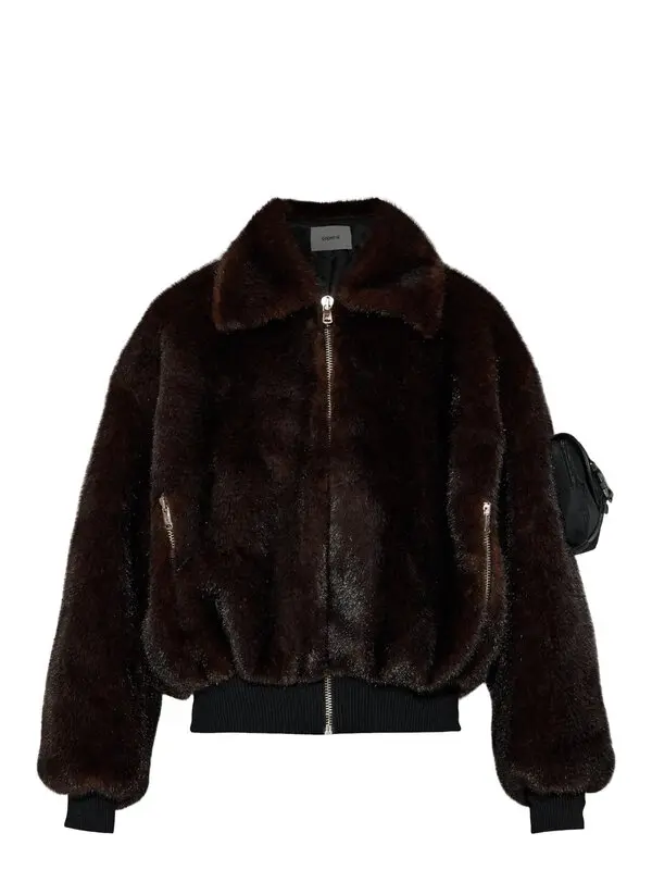 Coperni Faux Fur Bomber Jacket - Brown